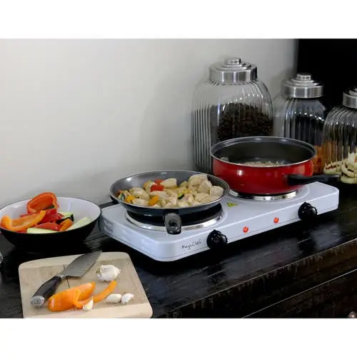 MEGACHEF Electric Easily Portable Ultra Lightweight Dual Burner Cooktop Buffet Range