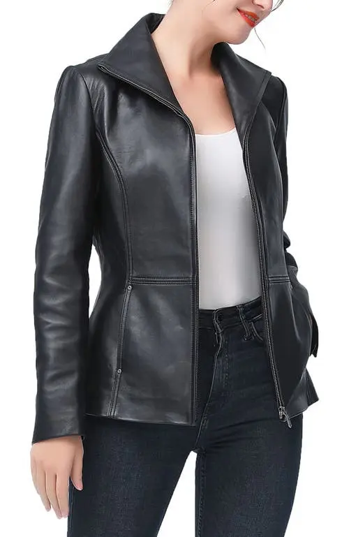 KIMI + KAI Eva Zip Front Leather Jacket
