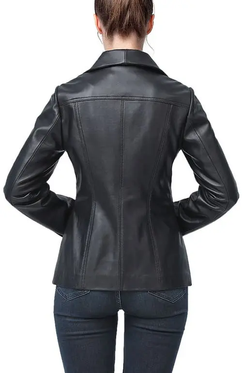 KIMI + KAI Eva Zip Front Leather Jacket