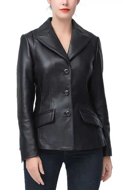 KIMI + KAI Mya Leather Blazer - Black