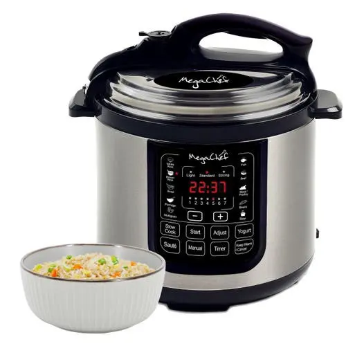 MEGACHEF 8 Quart Digital Pressure Cooker With 13 Pre-set Multi Function Features