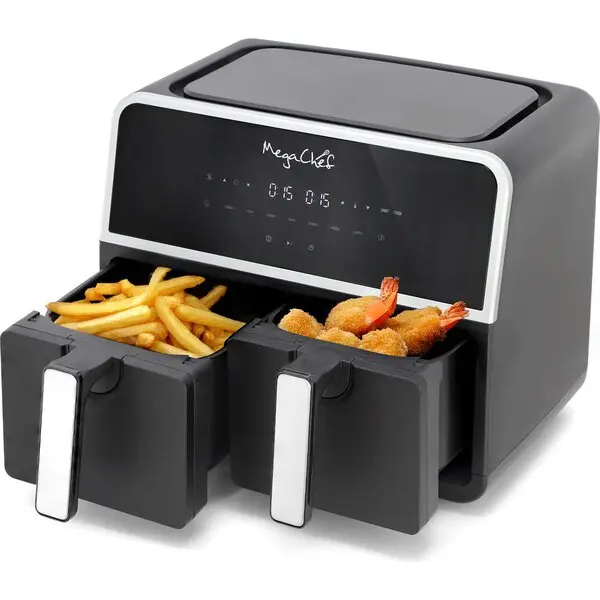 MEGACHEF Dual 4.8 + 4.8 Quart Digital Electric Air Fryer - Grey