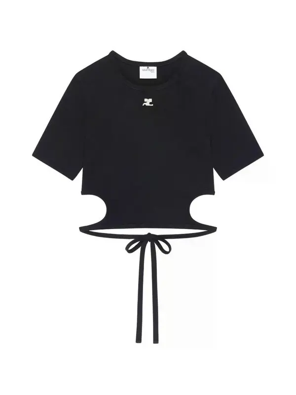 COURREGES Ribbon Cutout T-shirt - Black