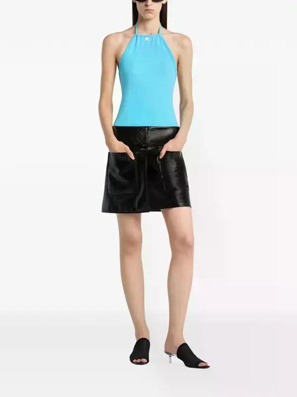 COURREGES Logo-embroidered Halterneck Top