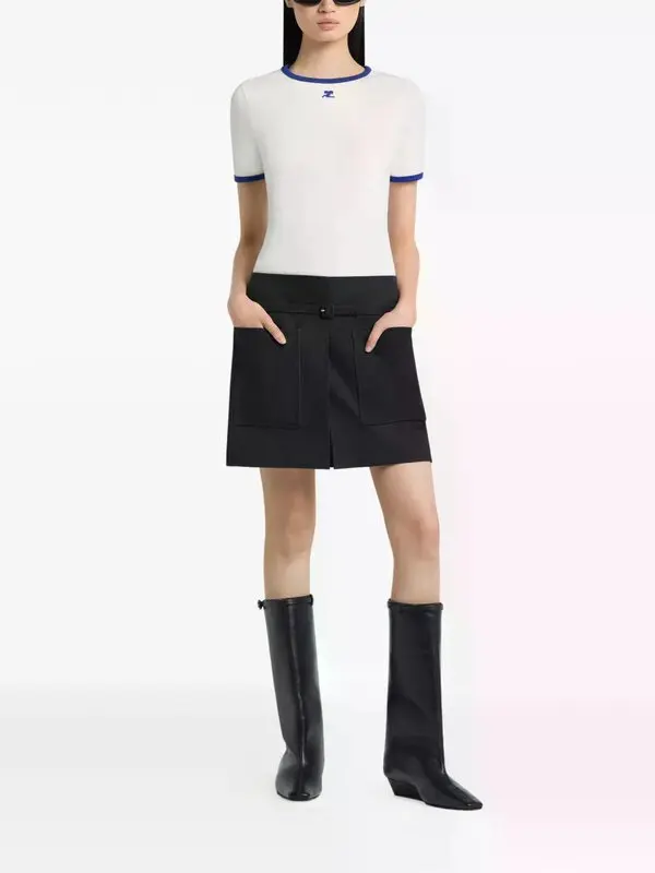 COURREGES Logo-embroidered T-shirt - White