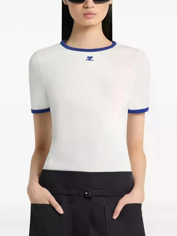 COURREGES Logo-embroidered T-shirt - White