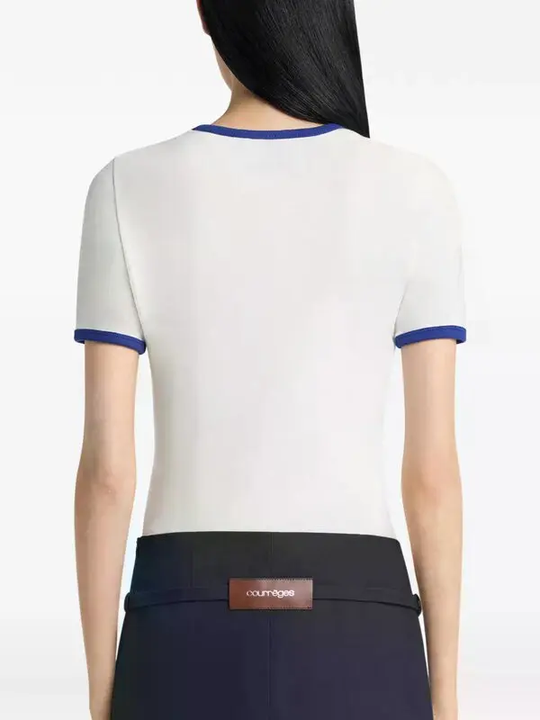 COURREGES Logo-embroidered T-shirt - White
