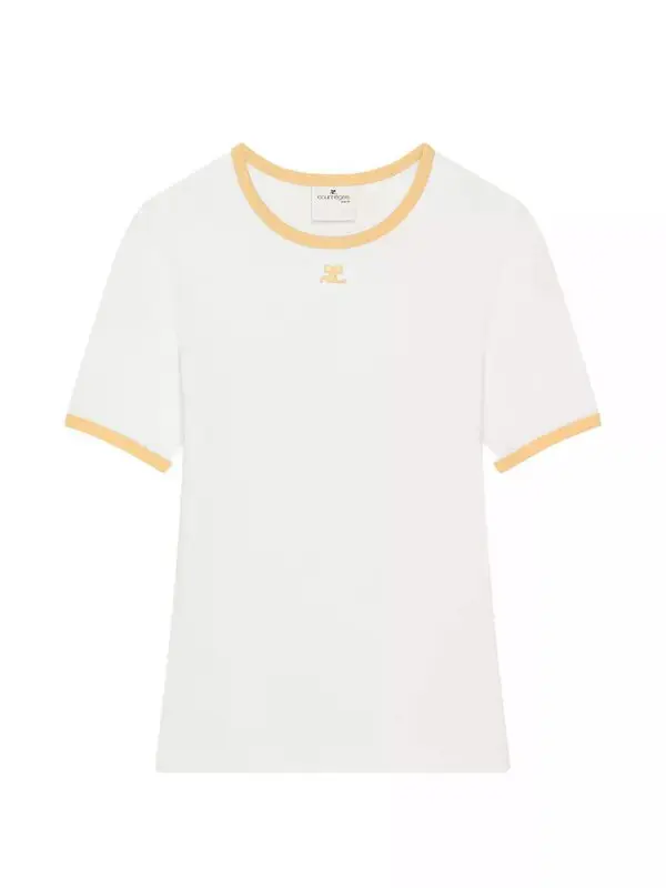 COURREGES Contrast-trim Signature T-shirt - White