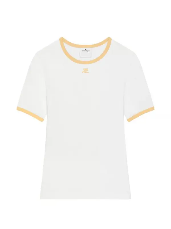 COURREGES Contrast-trim Signature T-shirt - White