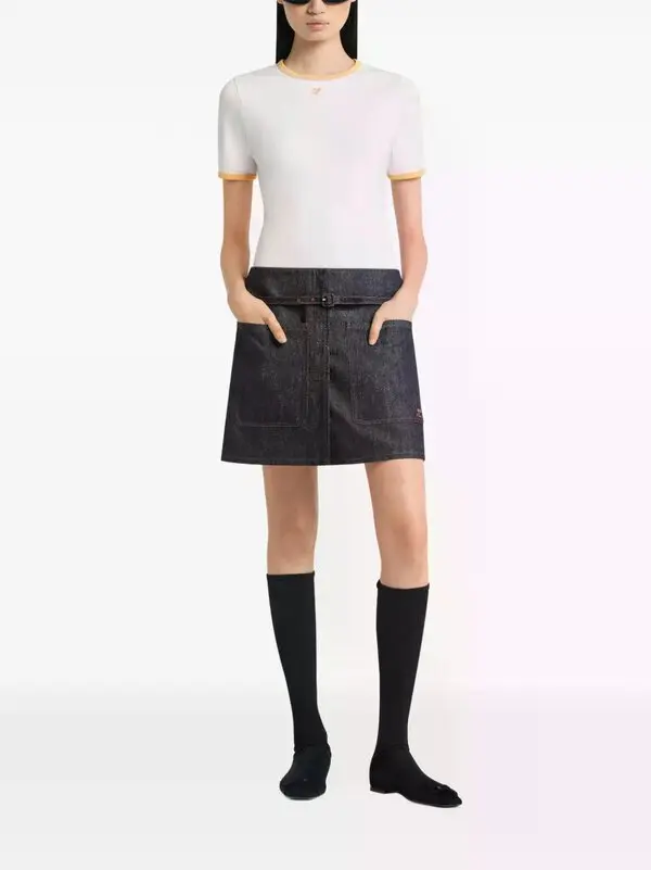 COURREGES Contrast-trim Signature T-shirt - White