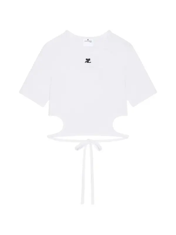 COURREGES Cut-out Cropped T-shirt - White