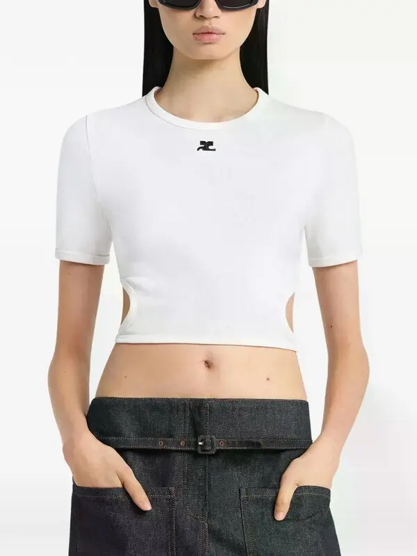 COURREGES Cut-out Cropped T-shirt