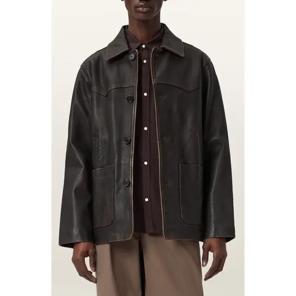 ALLSAINTS Hartwell Leather Western Coat - Cognac Brown