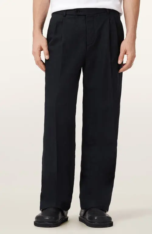 ALLSAINTS Roland Pleated Cotton & Linen Dress Pants - Faded Black