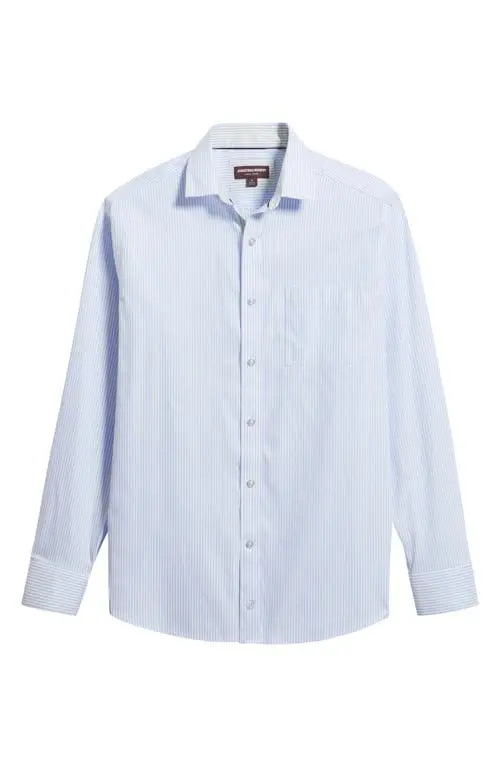 Johnston & Murphy Ovation Stripe Non-iron Stretch Cotton Button-up Shirt - Blue Striped Oxford