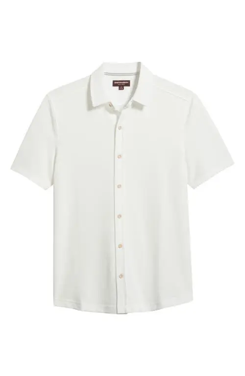 Johnston & Murphy Bennett Short Sleeve Heathered Cotton Blend Button-up Shirt - White Honeycomb