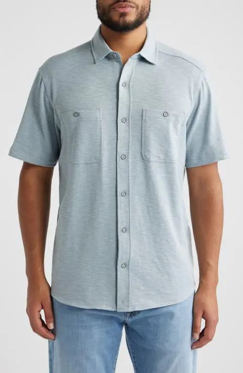 Johnston & Murphy Riley Short Sleeve Button-up Shirt - Storm