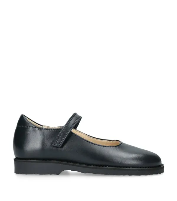 PAPOUELLI Leather Emilia Mary Janes - Navy