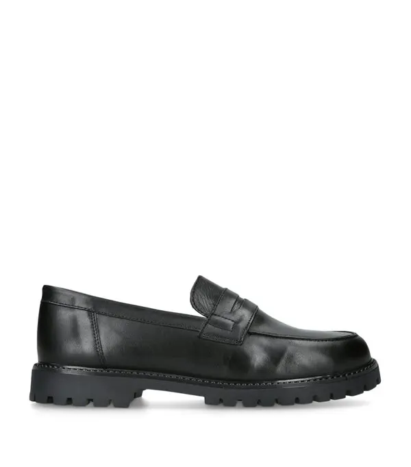 PAPOUELLI Leather Maximus Loafers - Black