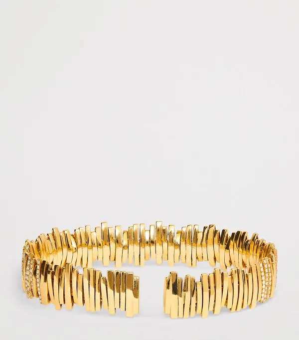 SUZANNE KALAN Yellow And Diamond Pavé Cuff Bangle