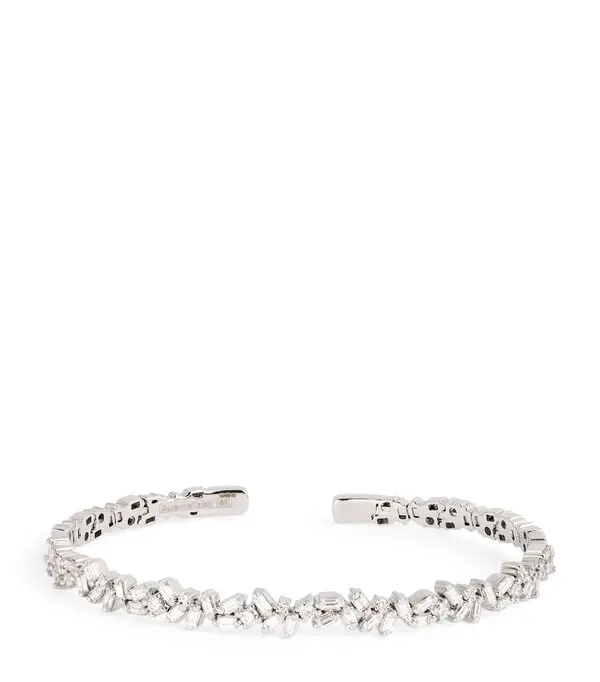 SUZANNE KALAN Large Gold And Diamond Classic Bangle - White