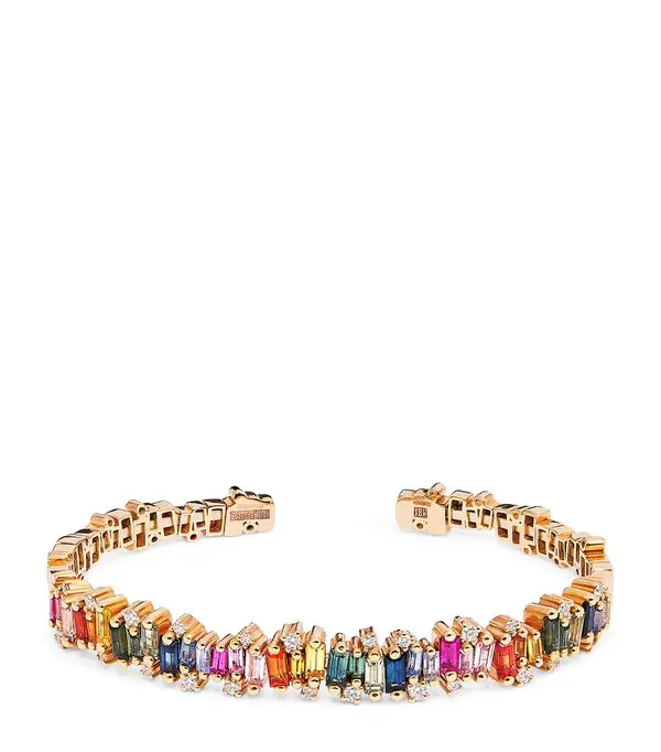 SUZANNE KALAN Sapphire And Diamond Rainbow Audrey Cuff Bangle - Rose Gold