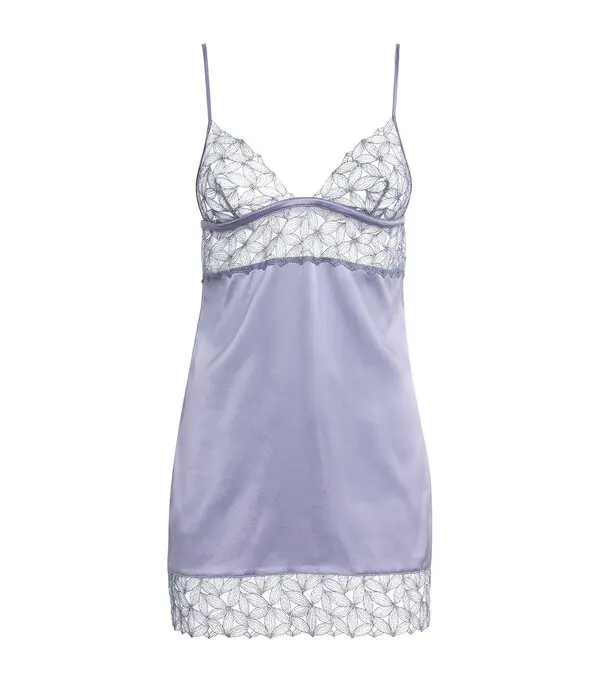 COCO DE MER Lace-trim Esme Slip Dress - Blue