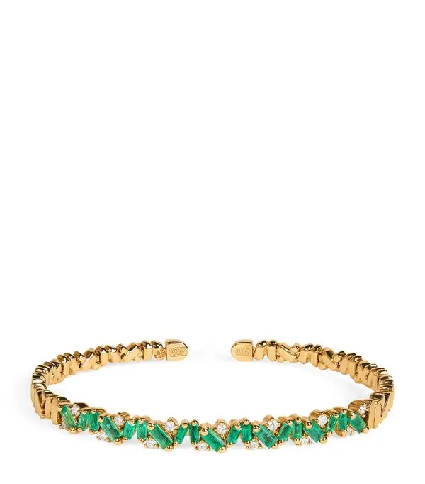 SUZANNE KALAN Yellow Diamond And Emerald Frenzy Reborn Bangle - Gold