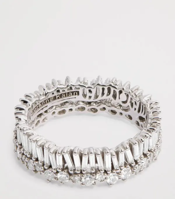 SUZANNE KALAN Gold And Diamond Classic Short Stack Eternity Ring - White