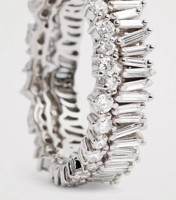 SUZANNE KALAN Gold And Diamond Classic Short Stack Eternity Ring - White