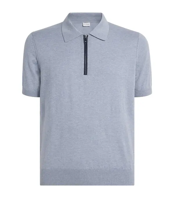 Pal Zileri Cotton Zip-up Polo Shirt - Blue