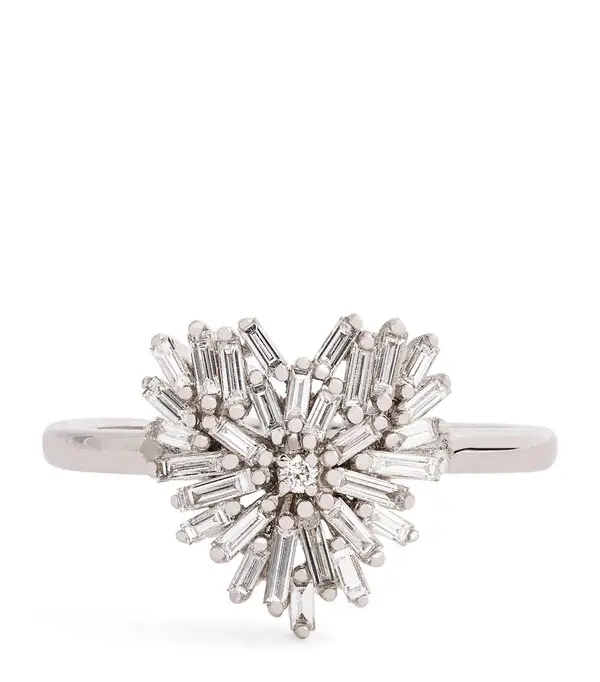 SUZANNE KALAN Gold And Diamond Fireworks Heart Ring - White