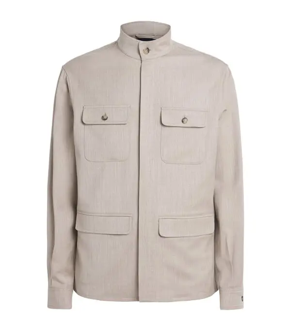 Paul & Shark Wool-blend Twin-pocket Overshirt - Beige