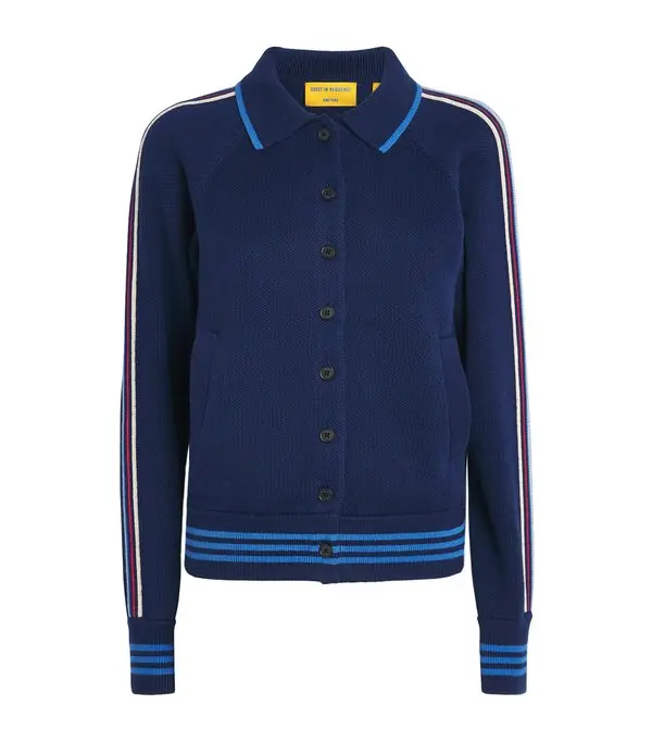 Guest In Residence Cotton-blend Varsity Collared Cardigan - Navy