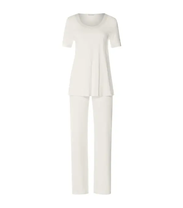 Hanro Cotton Satin-trim Anilla Pyjama Set - Ivory