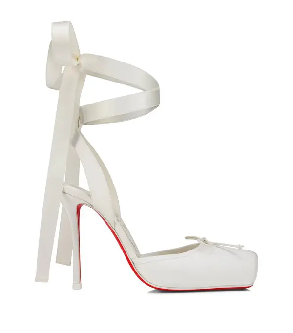CHRISTIAN LOUBOUTIN Cassia Lace-up Crepe Pumps 100 - White