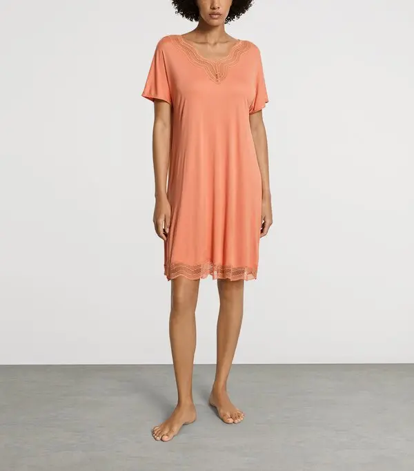 Hanro Short-sleeve Cira Nightdress - Orange