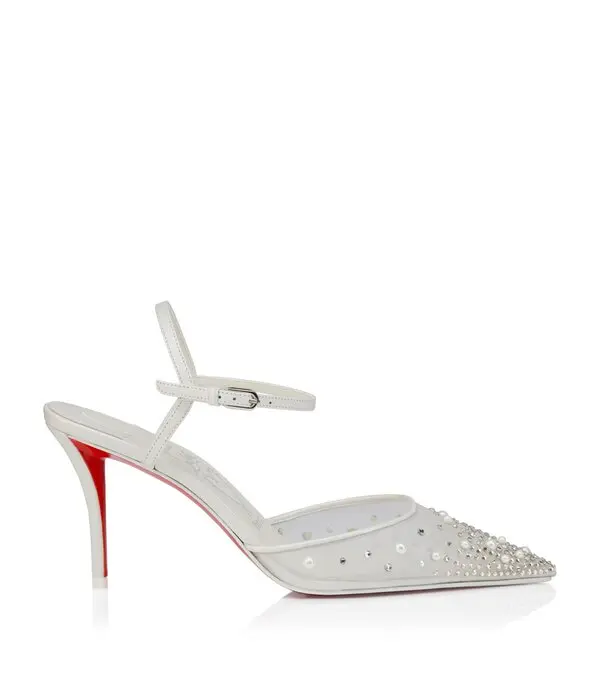 CHRISTIAN LOUBOUTIN Miss Z Riviera Strass Embellished Pumps 80 - White