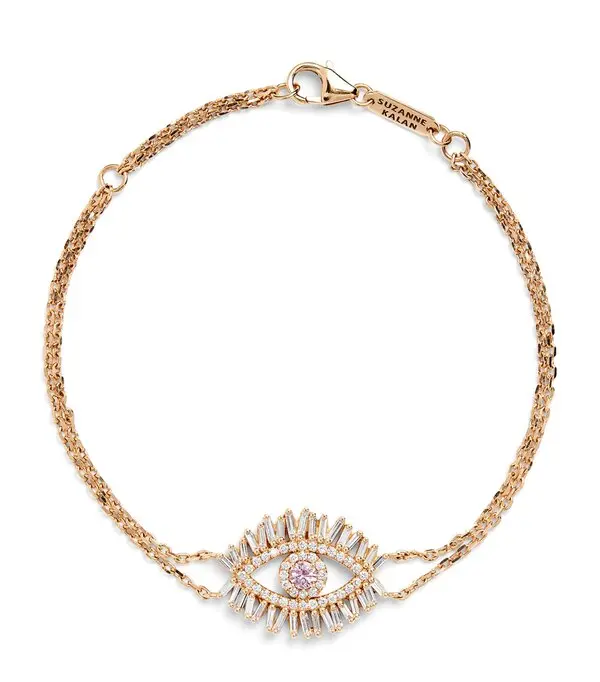 SUZANNE KALAN Diamond And Sapphire Evil Eye Chain Bracelet - Rose Gold