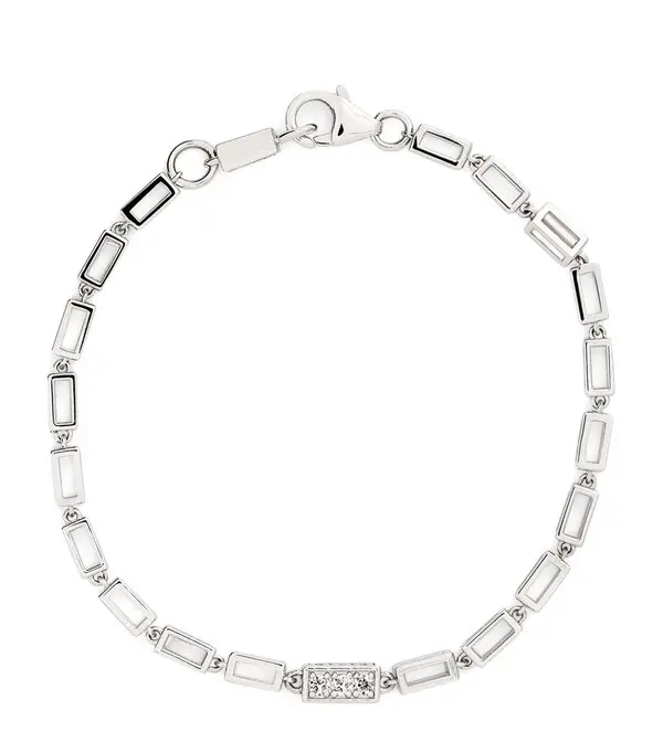 SUZANNE KALAN Gold And Diamond Block-chain Bracelet - White