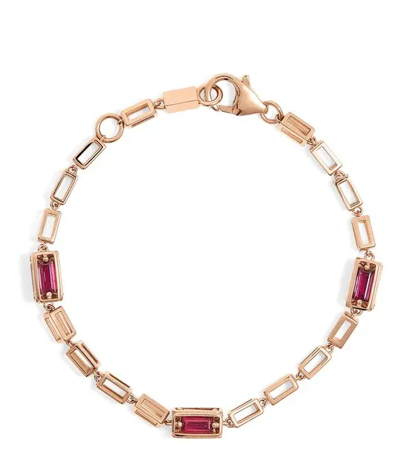 SUZANNE KALAN And Ruby Block Chain Bracelet - Rose Gold