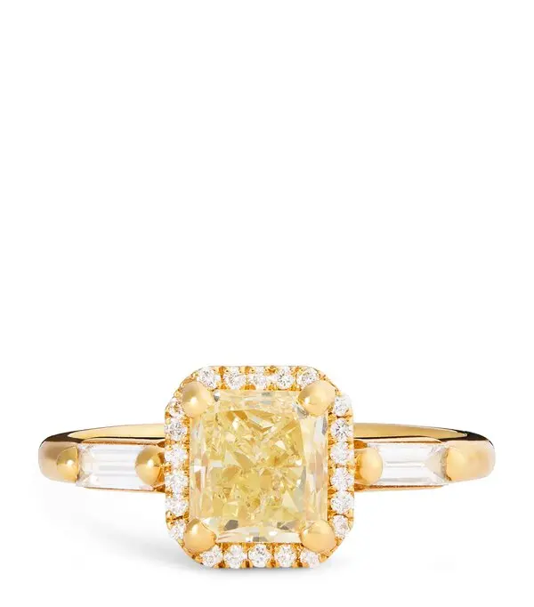 SUZANNE KALAN Yellow And Diamond One Of A Kind Halo Ring - Gold