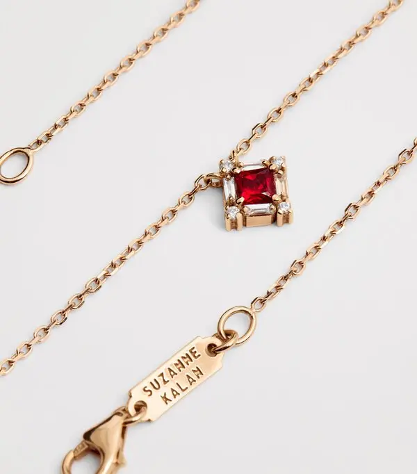 SUZANNE KALAN Mini Diamond And Ruby Princess Pendant Necklace