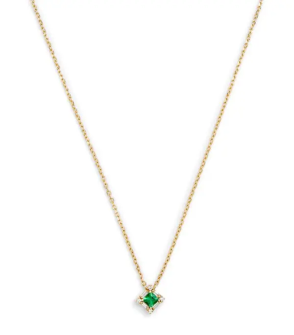 SUZANNE KALAN Mini Yellow Diamond And Emerald Princess Pendant Necklace - Gold