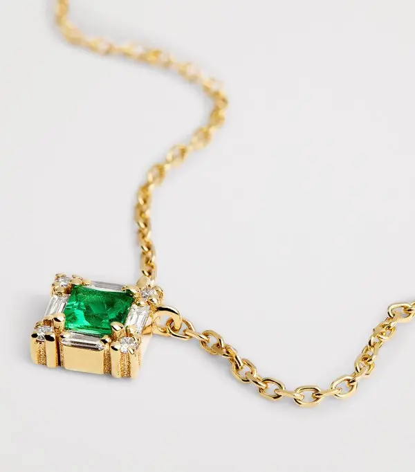 SUZANNE KALAN Yellow Emerald And Diamond Pendant Necklace