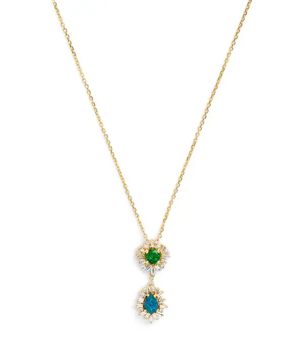 SUZANNE KALAN Diamond, Opal And Emerald One Of A Kind Necklace - Gold