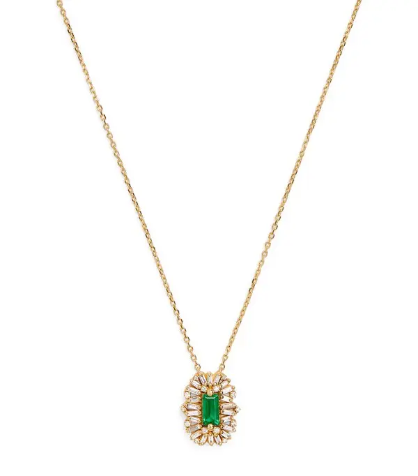 SUZANNE KALAN Diamond And Emerald One Of A Kind Spark Pendant Necklace - Gold