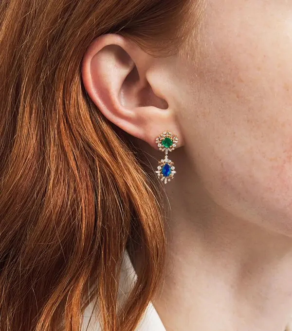 SUZANNE KALAN Yellow Emerald, Opal, And Diamond Drop Earrings
