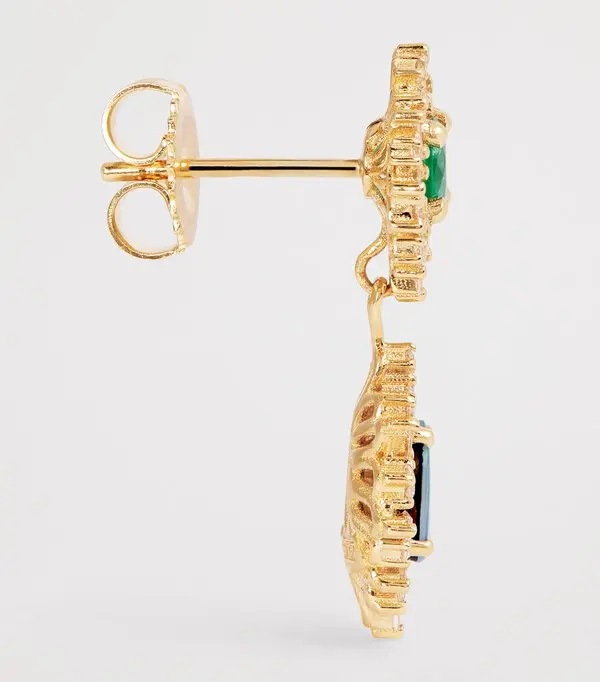 SUZANNE KALAN Yellow Emerald, Opal, And Diamond Drop Earrings