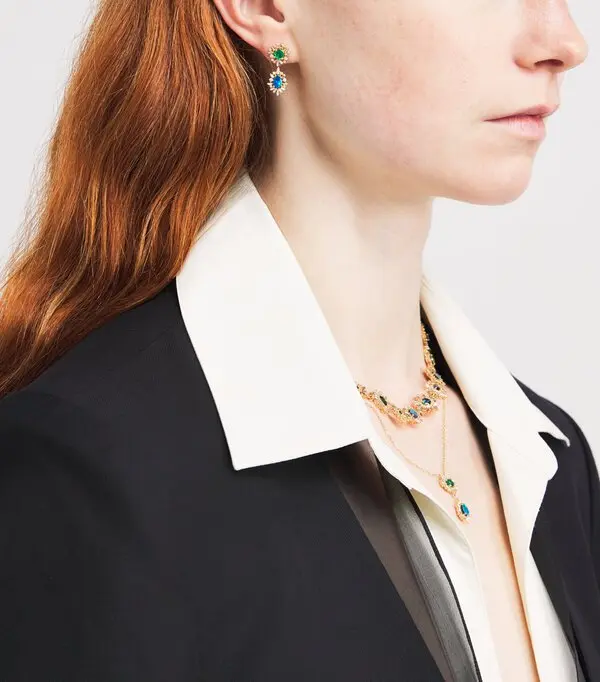 SUZANNE KALAN Yellow Emerald, Opal, And Diamond Drop Earrings